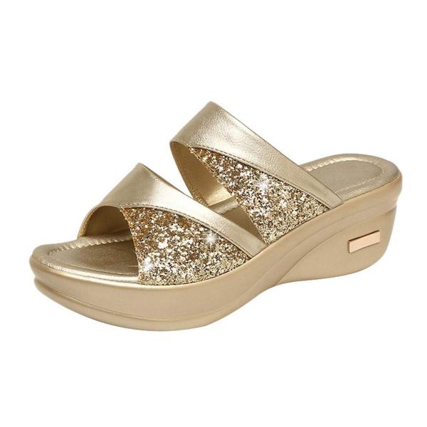 商品名:  Nevera Women Casual Summer Peep Toe Wedges Comfortable Sparkle Sequins Platform Low Wedge Shoes Ladies Loafers San...