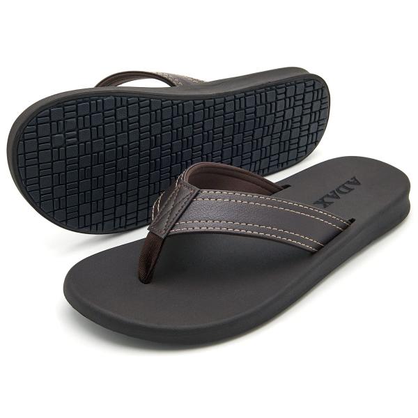 商品名: ADAX メンズ 快適 レザー ビーチサンダル 滑り止め スポーツクッション ビーチスリッパ ビーチサンダル, ブラウン, 11 ADAX Mens Leather Flip Flops,Sport Comfortable Ant...