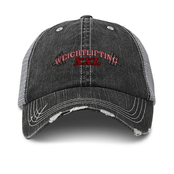 商品名:  Custom Distressed Trucker Hat Sport Weightlifting Gym Logo Embroidery Cotton for Men &amp; Women Strap Closure Bla...