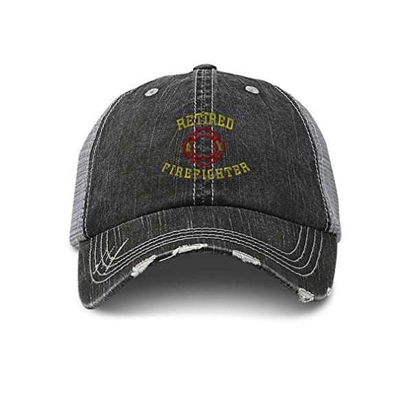 商品名:  Speedy Pros Distressed Trucker Hat Retired Firefighter Fireman Embroidery for Men &amp; Women Black Grayブランド: Spee...