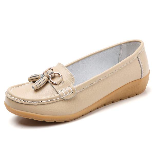 商品名:  Women Loafers Leather Rubber Sole Slip On Walking Flats Casual Moccasin Boat Shoes (7.5,A-Beige)ブランド: RVROVIC商品サイズ...