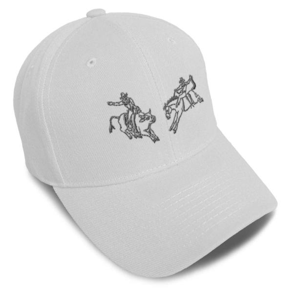 商品名:  Baseball Cap Western Horse Bull Rodeo Rider Sports Riding Acrylic Hats for Men &amp; Women Strap Closure White Des...