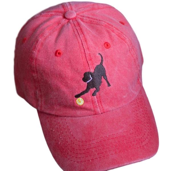 商品名: JUS LABS レッド刺繍ラブラドールハット - パープルカラー付きチョコレートラボ - 女性用ボールキャップ - アウトドアアパレル - 野球帽&amp;アクセサリー - 男性用帽子 JUS LABS Red Embroide...