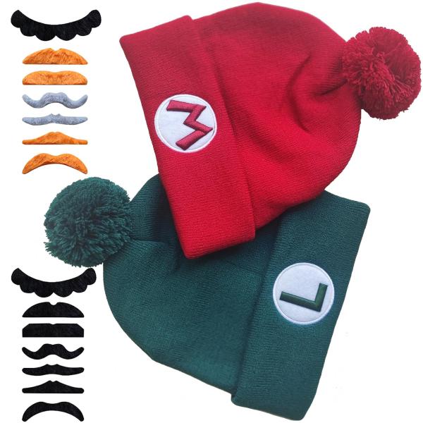 商品名: TISOSO キャップ 冬 ニット ビーニーハット スカルキャップ ビーニー ホリデー クリスマスハット レディース メンズ (赤、緑), レッドとグリーン。, One Size TISOSO Cap Winter Knitted...