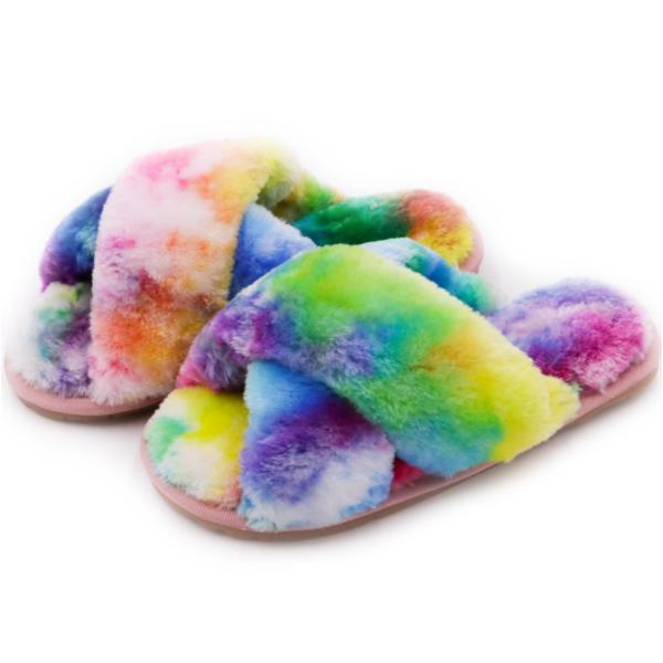 商品名: [Crazy Lady] レディース ファジー クロスバンド 自宅用スリッパ ぬいぐるみの毛皮 ふわふわファー オープントゥ 心地よい発泡体 冬 暖かい 快適 スリッポン 通気性 サンダル 屋内 屋外 スリッパ 女性用 女の子用（...