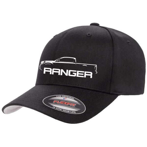 商品名:  2019 2020 2021 Ford Ranger Supercab Truck Outline Design Flexfit 6277 Athletic Baseball Fitted Hat Cap Black L/XLブ...