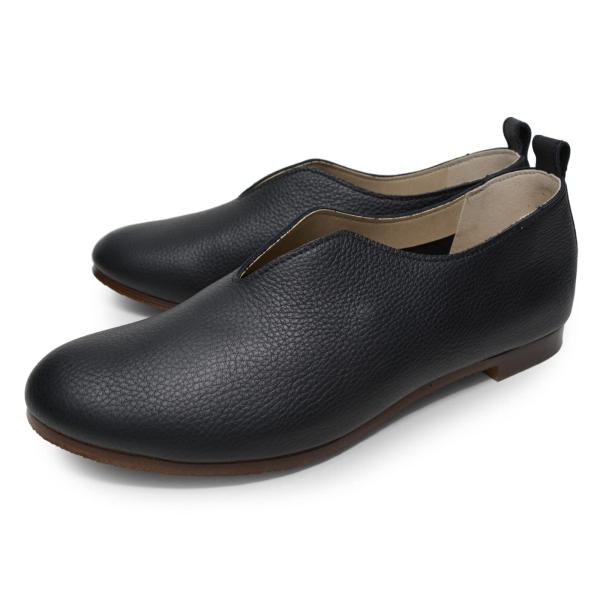 商品名: [レシピ] フラットシューズ Vカット スリッポン レディース 日本製 RP222 ブラック 黒 23.5cm Recipe RP-222 V-Cut Slip-on Shoes, Made in Japan, Genuine L...