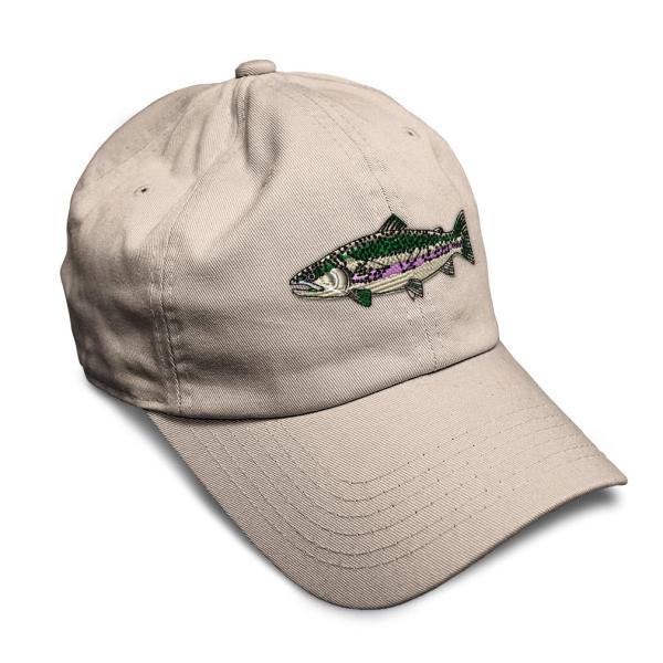商品名:  Soft Baseball Cap Fish Rainbow Trout Embroidery Ocean and Salmon Twill Cotton Dad Hats for Men Women Stone Design ...