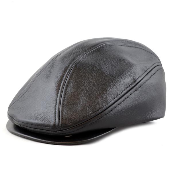 商品名: The Hat Depot - 米国製 誇らしげにプレミアム品質の本革ギャツビーアイビーソフトアスコットハット, ご了承下さい。 アメリカ製 - レザーブラック, Large-X-Large The Hat Depot Premi...