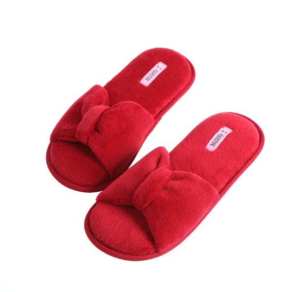 商品名:  Millffy Women's Memory Foam Open Toe Slide Slippers with Cute Bow and Cozy Terry Lining Slip-on House Shoes SPA Sa...