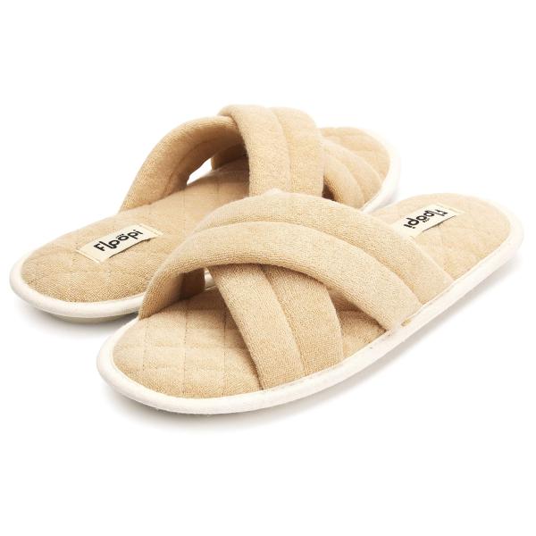 商品名:  Floopi Womens Soft Criss Cross Open Toe Slippers with Quilted Terry Sitch Insole Lining, Memory Foam, Anti-Skid Ru...