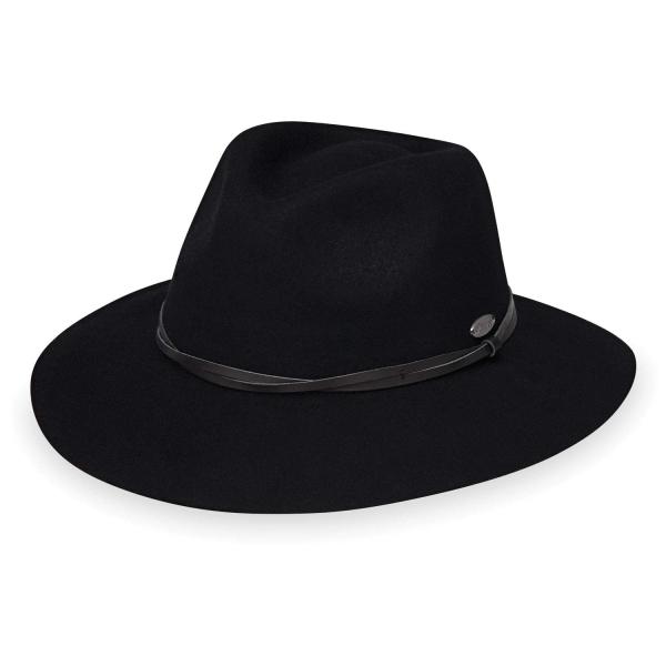 商品名: Wallaroo Hat Company レディース アスペン フェドーラ - スタイリッシュ 日焼け防止 UPF50+ ウール100% フェルト 調節可能 パッカブル, ブラック, One Size Wallaroo Hat C...