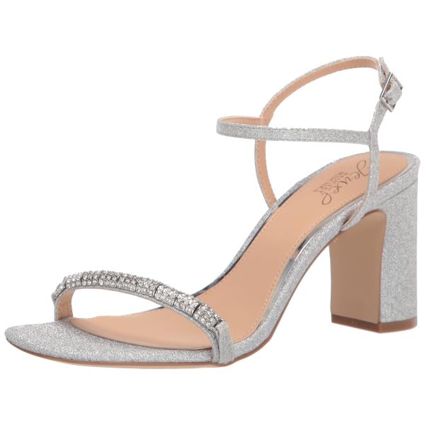 商品名: Jewel Badgley Mischka レディース Charlee ヒールサンダル, シルバーグリッター(Silver Glitter), 9 Jewel Badgley Mischka Charlee Block Heelブ...