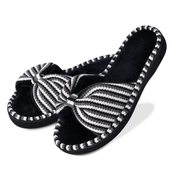 商品名:  DL Women's Memory Foam Open Toe Slide Slippers with Cute Bow and Cozy Terry Lining, Slip-on House Shoes Spa Mules ...