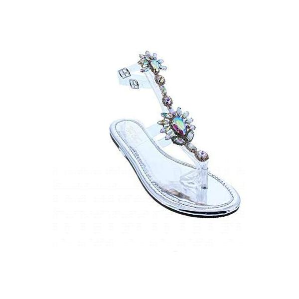 商品名:  Liliana Marlo-9 Gladiator Lucite Clear Strap Rhinestone Bling Flats Sandal 8.5 Silver-9ブランド: Liliana商品サイズ: 8.5商品番号...