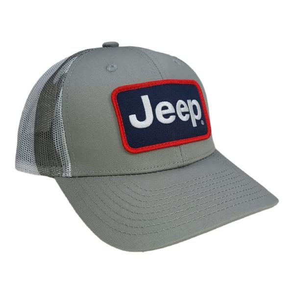 商品名: [Grace nnvg] Jeep Richardson Heather Grey and Camo Trucker Patch Hat | Dad Hat Jeep Premium Camo Pattern Red/White/...