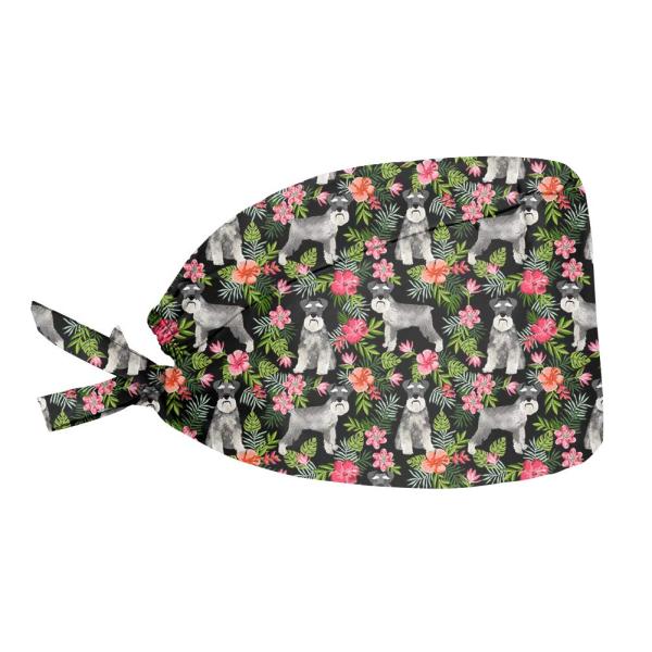 商品名:  JEOCODY Floral Schnauzer Fashional Cap, Working Cap Shower Hat with Sweatband Breathable Headgear for Women/Menブラン...