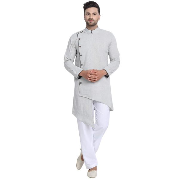 商品名:  SKAVIJ Men's Tunic Cotton Angrakha Kurta Pajama Party Wear Dress Suit (Medium, Grey)ブランド: SKAVIJ商品サイズ: Medium高さ: 2...