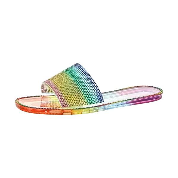 商品名: Steve Madden レディース Jacelyn ラインストーン スリップオン プールスライド, レインボーマルチ, 6 Steve Madden Women's Jacelyn Rainbow Multi Sandal 6 ...