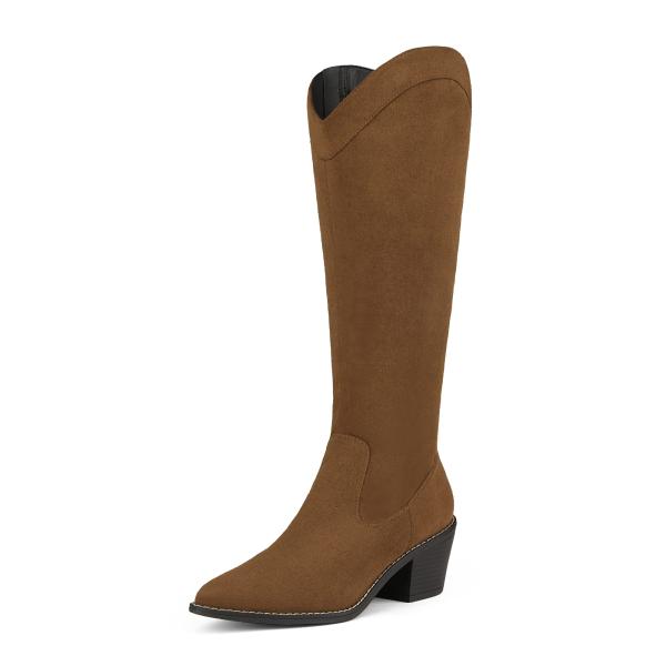 商品名:  DREAM PAIRS Women's Knee High Boots, Cowgirl Riding Western Shoes with Pointed Toe, Dkb212, Brown Suede, Size 9ブラン...