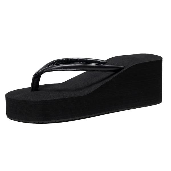 商品名:  Saichi Slim Wedge Flip Flops Platform Sandals Beach Summer Casual Shoes for Women 7cm High Heel Black 6.5ブランド: Sai...
