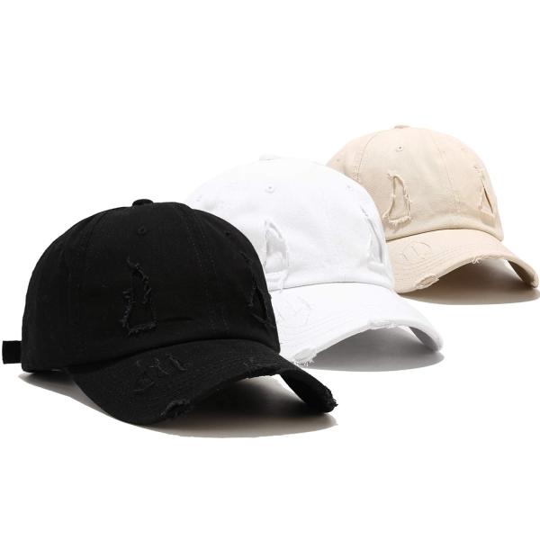 商品名:  3 Pack Baseball Cap Vintage Distressed Low Profile Unstructured Cotton Dad Hat Adjustable for Women Men (Broken Pa...
