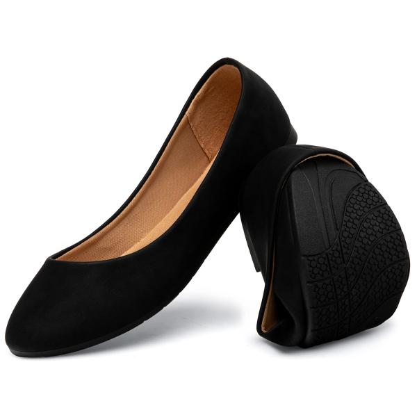 商品名:  katliu Women Comfort Flats Round Toe Ballet Flats Slip on Walking Flat Shoes Blackブランド: katliu商品サイズ: 6高さ: 24.892cm...