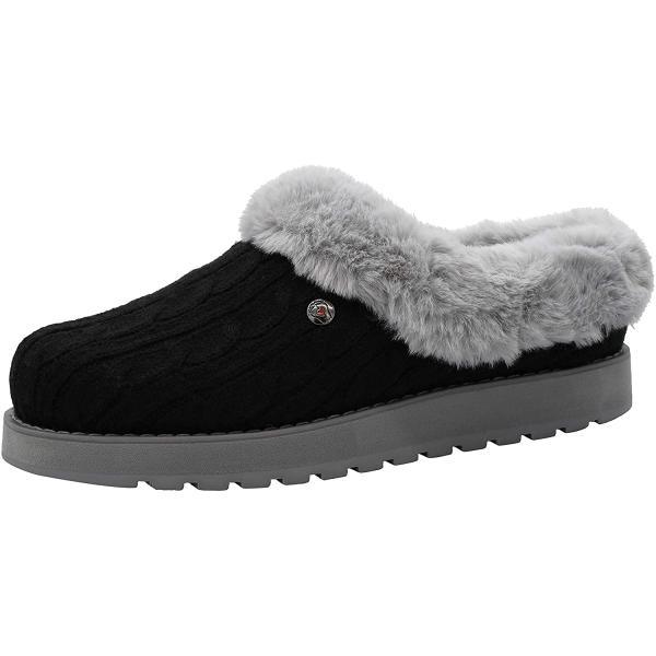 商品名: Skechers レディース Keepsakes アイスエンジェルミュール, ブラック/グレー, 7.5 Wide Skechers BOBS from Women's Keepsakes Ice Angel Slipper, B...