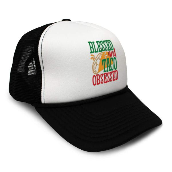 商品名:  Trucker Hat Blessed and Taco Obsessed Cinco De Mayo Snapback Baseball Cap for Men &amp; Women Adjustable Polyester...
