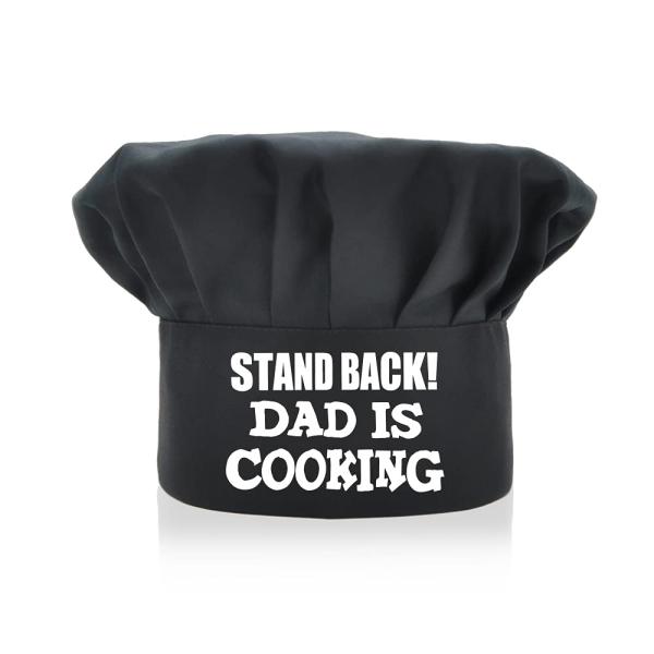 商品名: AGMdesign Stand Back! Dad is Cooking Funny Chef Hat、Funny Chef Wear、調節可能なキッチンクッキングハット メンズ&amp;レディース ブラック、母の日/父の日/誕生...