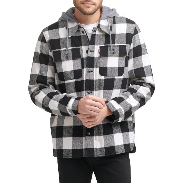 商品名:  Levi's Mens Plaid Sherpa Lined Hooded Shirt (Regular &amp; Big Tall Sizes) Jacket, White Buffalo Check, X-Large US...