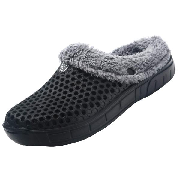 商品名:  Women's Mens Fur Lined Clogs Waterproof Non Slip Garden Shoes Warm Plush House Slippers Indoor Outdoor Mules Black...