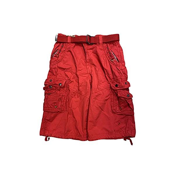 商品名:  Flash Apparel Mens Cargo Shorts 100% Cotton Relaxed Fit Cargo Short with Belt Small Sizes Big and Tall Sizes Redブラ...