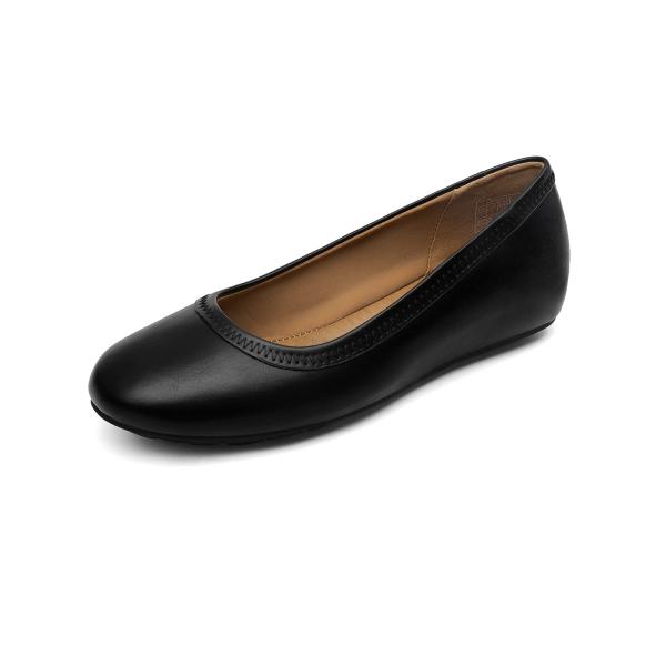 商品名:  DREAM PAIRS Women's Dfa2112 Ballet Black Flats Comfortable Dressy Work Low Wedge Arch Suport Flats Shoes, Black Pu...