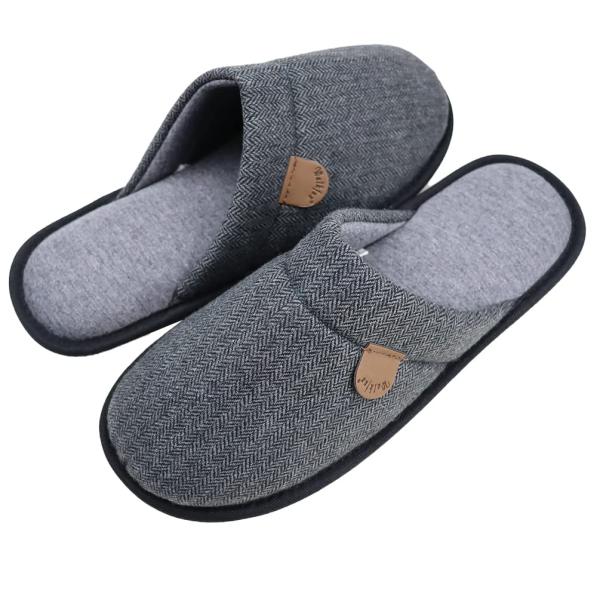 商品名:  WALKFUN Comfortable House Slippers for Men Full Toe Comfortable Indoor Slip on Warm Slides Sandals with Memory Foa...