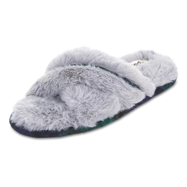 商品名: Floopi House スリッパ 女性用 (359 木 百五十九), 359-ヘザーグレー, S Floopi House Slippers for Women, Cross Band Fuzzy Womens Slippers...