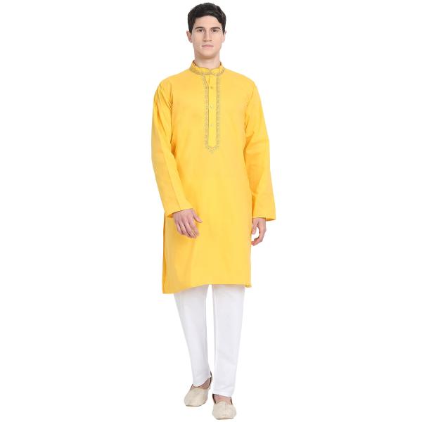 商品名:  SKAVIJ Kurta Pajama Set for Men Embroidered Cotton Party Dress Suit (X-Large, Gold)ブランド: SKAVIJ商品サイズ: X-Large高さ: 2...