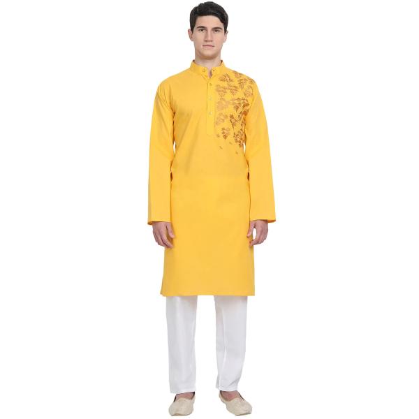 商品名:  SKAVIJ Kurta Pajama Set for Men Embroidered Cotton Wedding Party Dress Suit (Small, Gold)ブランド: SKAVIJ商品サイズ: Small高...
