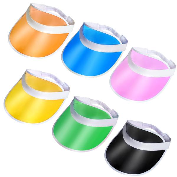 商品名: - Paquete de 6 gorros de pl〓stico con visera de protecci〓n UV, gorro deportivo transparente para tenis para mujeres...