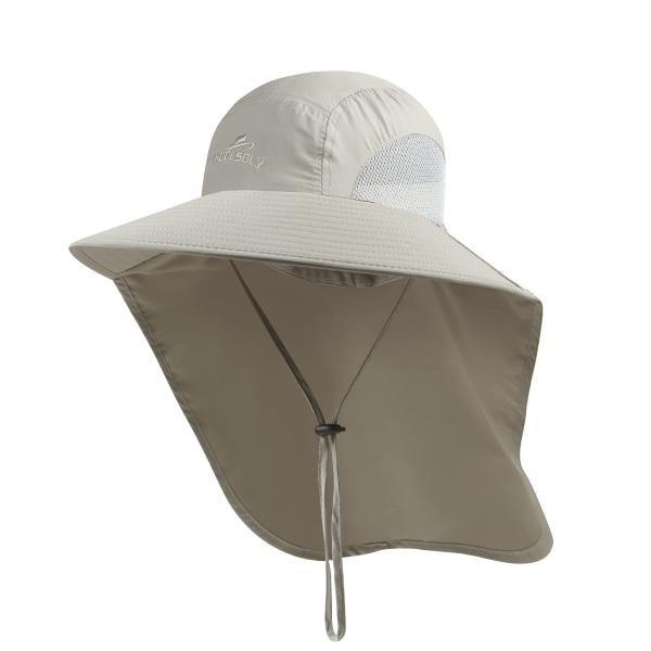 商品名:  Outdoor Sun Hat for Men with 50+ UPF Protection Safari Cap Wide Brim Fishing Hat with Neck Flap, for Dad Light Gre...