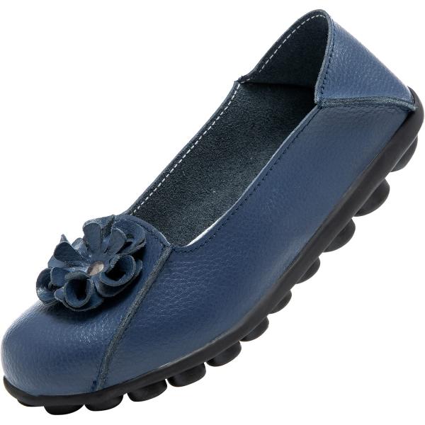 商品名:  LINZHEN Women's Leather Loafers Slip On Flats Casual Round Toe Moccasins Wild Breathable Comfortable Walking Worki...