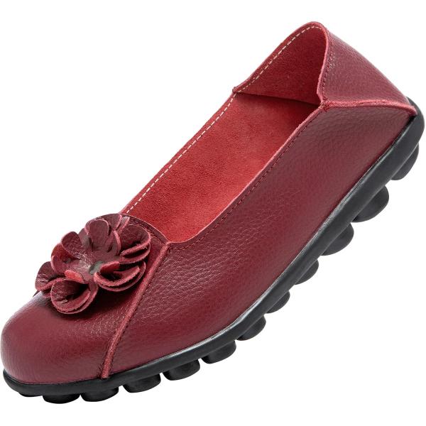 商品名:  LINZHEN Women's Leather Loafers Slip On Flats Casual Round Toe Moccasins Wild Breathable Comfortable Walking Worki...