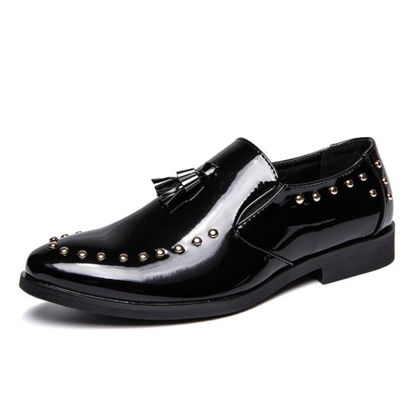 商品名:  Battle Men Men's Faux Patent Leather Oxford Shoes Handmade Tassel Loafer Slip On Dress Shoes Casual (Color : Black...