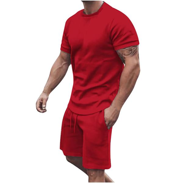 商品名:  2022 Casual Sport Set for Mens Two Piece Suit Solid O-Neck Short Sleeve Fit Tee Shirts Short Sweatpants Setブランド: S...