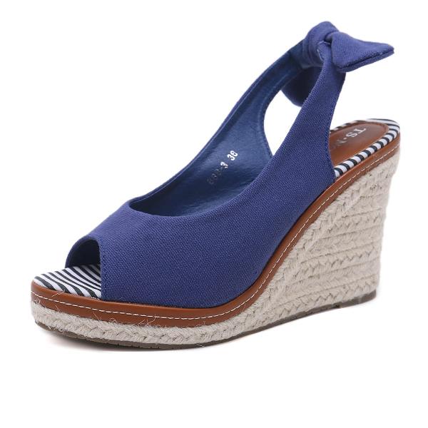 商品名: Mei MACLEOD レディース エスパドリーユサンダル ボウボットプラットフォームヒールウェッジサンダル サマーパーティー 旅行 休暇用, ブルー, 5.5 Mei MACLEOD Women's Wedge Sandals ...