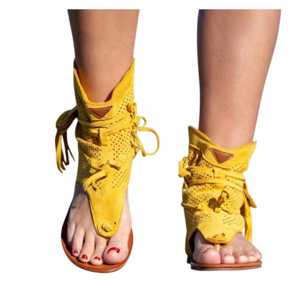 商品名:  JEGULV Casual Tassel Sandals for Women Summer Boho Shoes Flip Flop Flat Sandals Gladiator Open Toe Beach Sandalsブラ...