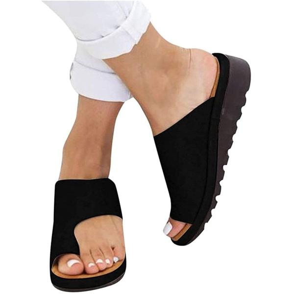 商品名:  Riyueyi Orthopedic Bunion Corrector Sandals Women's Solid Color Toe Casual Sandals Comfy Platform Flat Sole PU Lea...