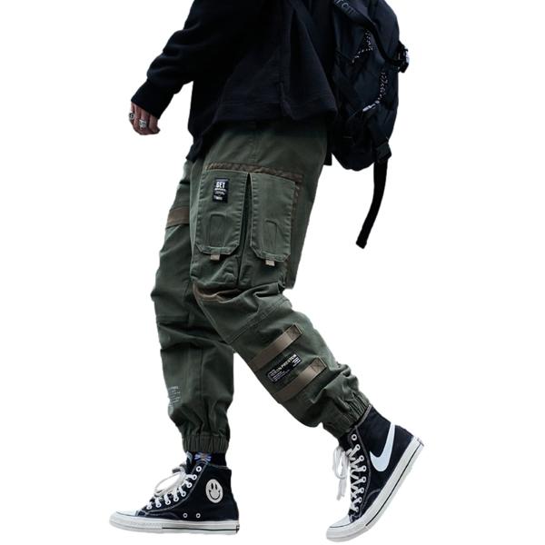 商品名:  Single Road Mens Hip Hop Joggers Techwear Army Green Cargo Pants Streetwear Fashion Trendy Cool Harem Pants for Me...
