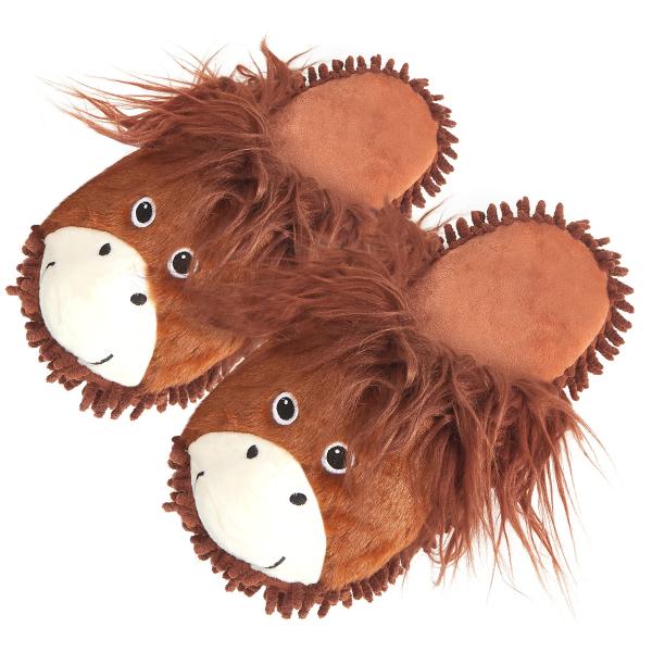 商品名: FurryLife マイクロファイバーモップスリッパ レディース 床の掃除 家 ダスティング 軽量 かわいい フラシ天 ブラウン ライオン 動物 ホームシューズ 誕生日ギフト, ブラウン, 6.5-7 FurryLife Cart...