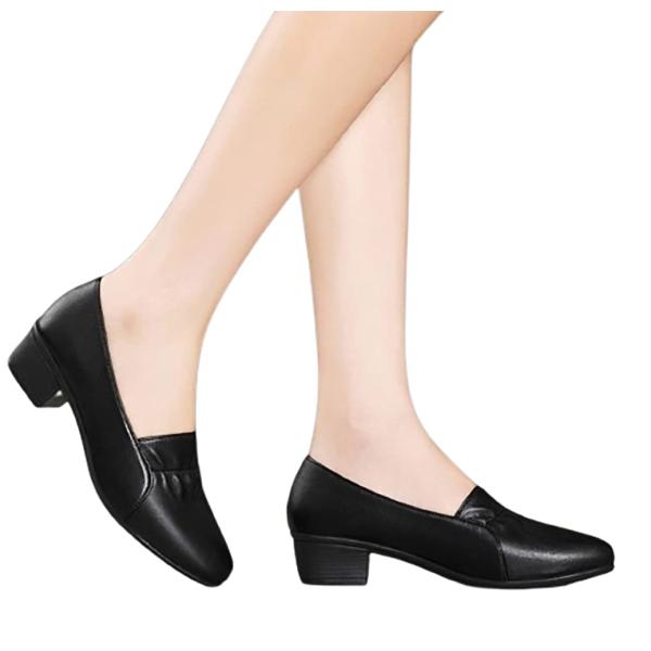 商品名:  QWEZXCMI Womens Loafers Chunky Heel Leather Loafer Shoes 2021 Summer Autumn Pointed Toe Slip on Comfortable Pumps,...